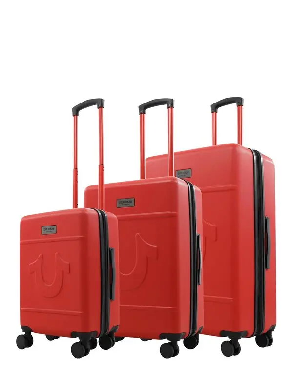 True Religion Molded U 3-piece Hardside Spinner Luggage Set - Red