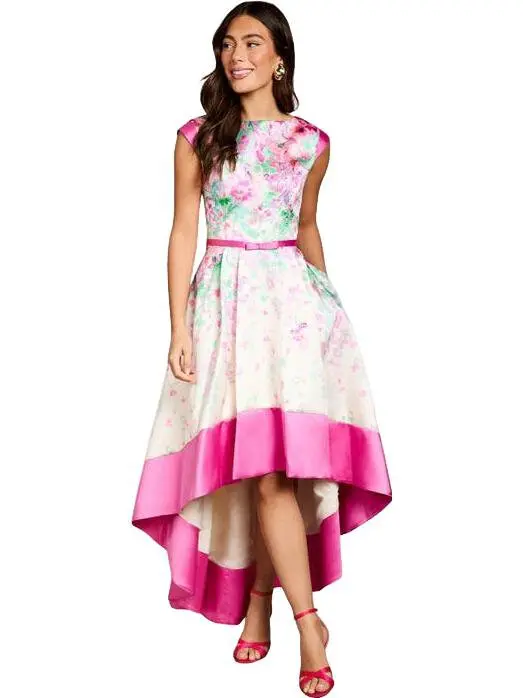 Coast Floral High-low Boat Neck Midi Dress - Ivory