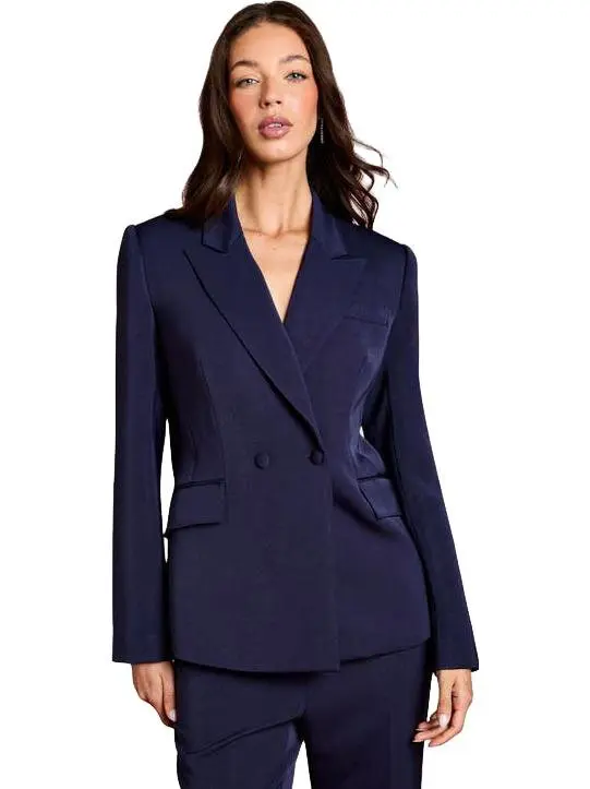 Coast Double Breasted Blazer With Notched Lapel - Navy