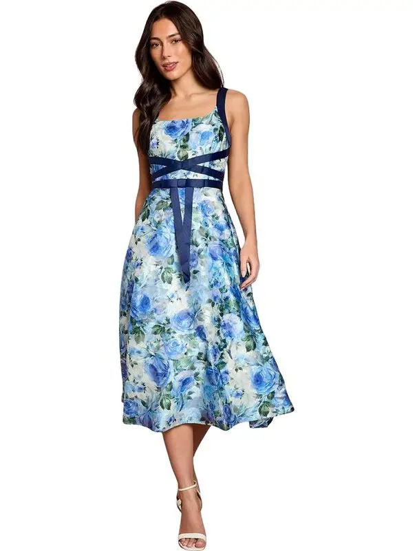 Coast Floral Jacquard Midi Dress - Blue