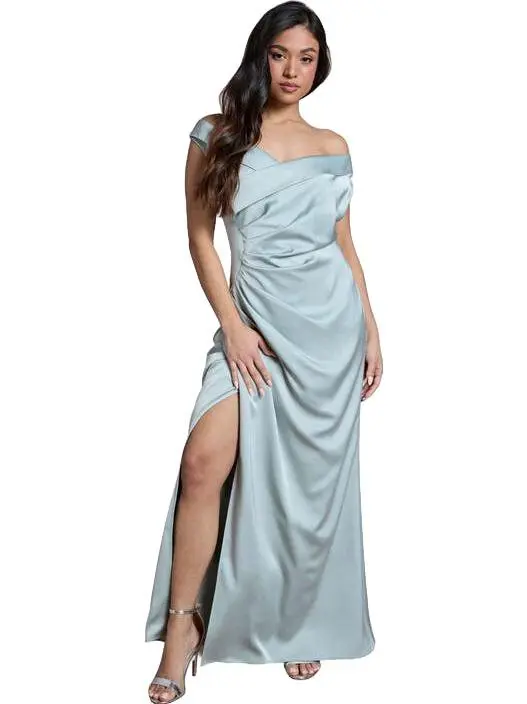 Coast Petite Bardot Maxi Dress With Draped Waist - Sage
