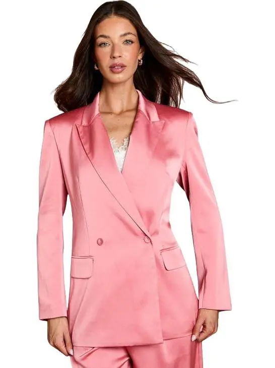 Coast Satin Longline Blazer - Rose