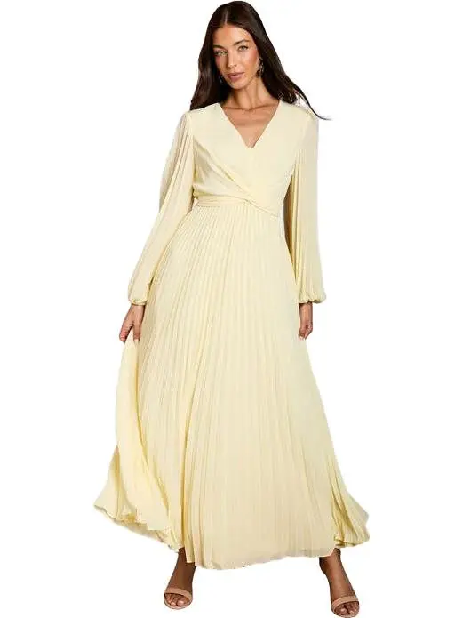 Coast Pleated Wrap V-neck Maxi Dress - Lemon