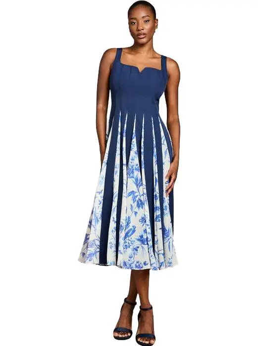 Coast Printed Crepe Midi Dress - Navy