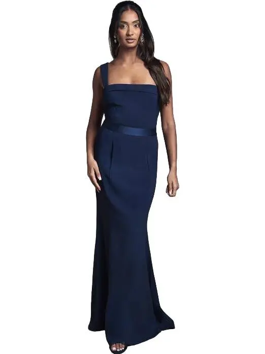 Coast Square Neck Satin Maxi Dress - Navy