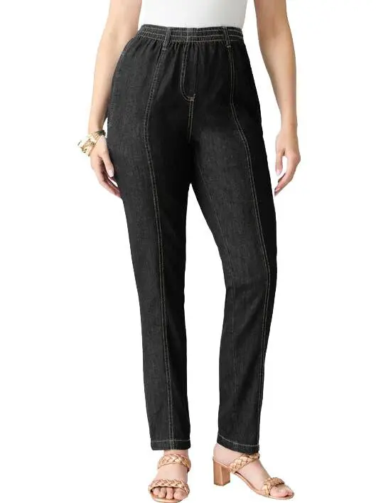 ROAMAN'S Easy Wear Straight Leg Jean - Black Denim
