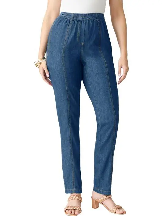 ROAMAN'S Easy Wear Straight Leg Jean - Medium Wash