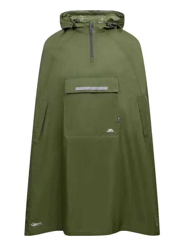 TRESPASS Qikpac Hooded Waterproof Packaway Poncho - Moss