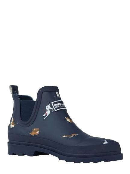 REGATTA Harper Ankle Dog Print Galoshes - Navy