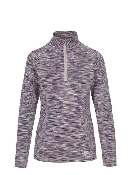TRESPASS Edith Active Top With Zip Neck And Long Sleeves - Platinum Marl