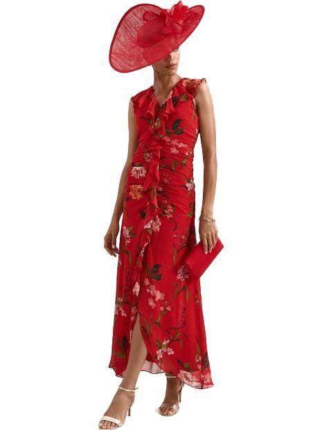 PHASE EIGHT Mae V-neck Floral Maxi Dress - Red