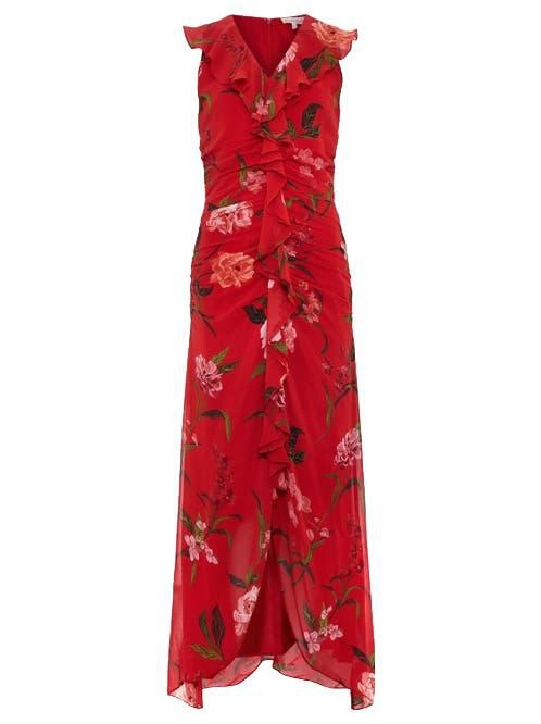 PHASE EIGHT Floral V-neck Maxi Dress - Red