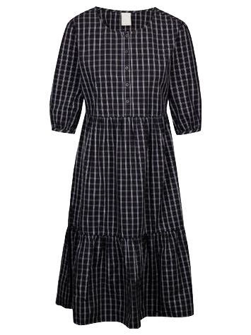 TRESPASS Helen Checkered Cotton Dress - Black