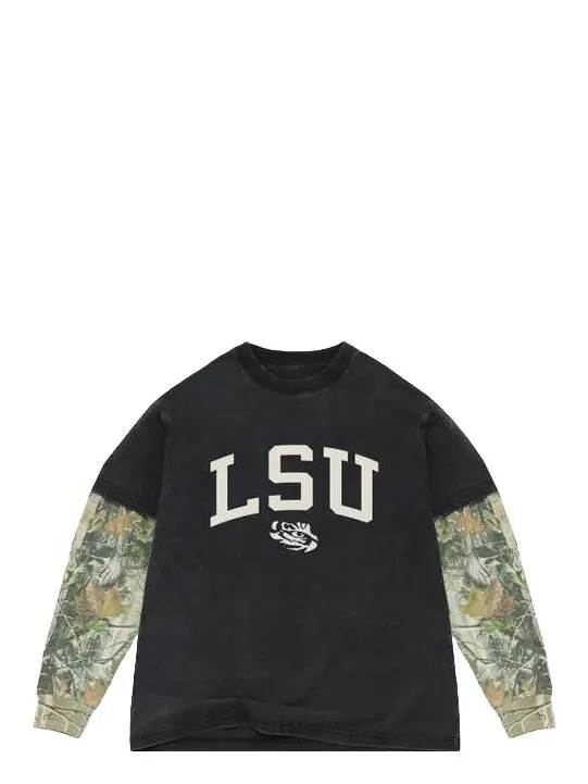 USCAPE APPAREL Camo Lsu Tigers Back Bay Twofer Heavyweight Long Sleeve T-shirt - Black
