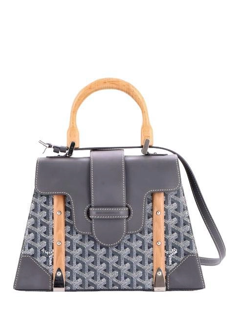 Goyard Saigon Top Handle Bag Coated Canvas With Leather Pm - Grey