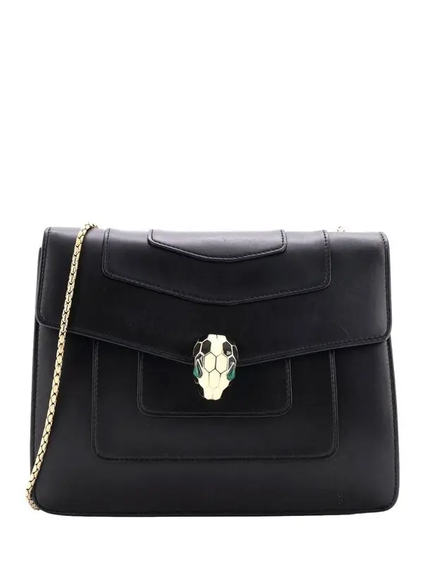 BVLGARI Serpenti Forever Square Shoulder Bag Leather Medium - Black