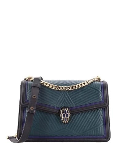 BVLGARI Serpenti Forever Shoulder Bag Quilted Leather Small - Green