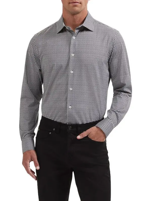 Bugatchi James Ooohcotton® Gingham Button-up Shirt - Black