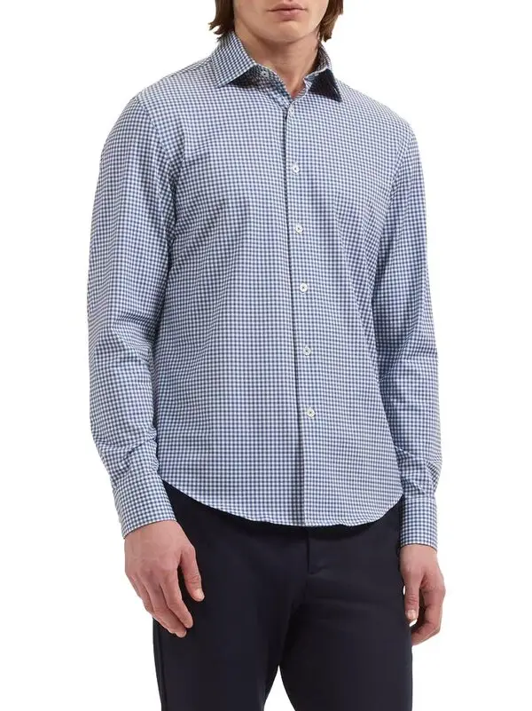 Bugatchi James Ooohcotton® Gingham Button-up Shirt - Navy