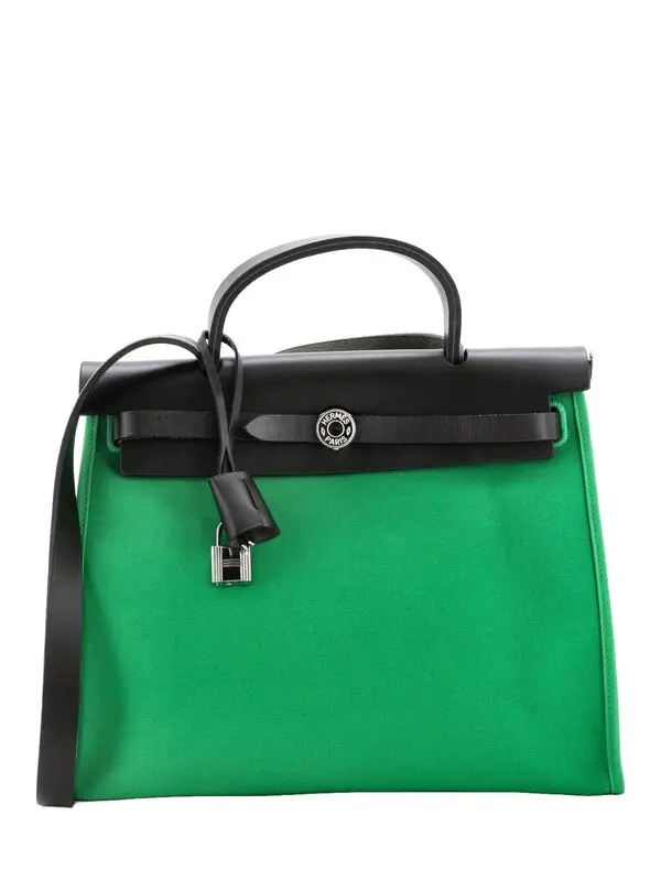 Hermès Herbag Zip Leather And Toile 31 - Green