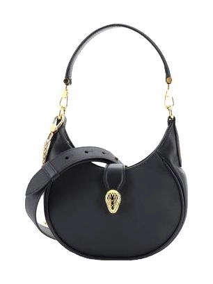 BVLGARI Serpenti Ellipse Crossbody Bag Leather Mini - Black