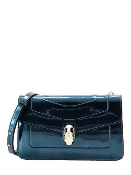 BVLGARI Serpenti Forever Shoulder Bag Patent Small - Blue