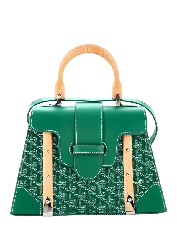 Goyard Saigon Top Handle Bag Coated Canvas With Leather Pm - Green