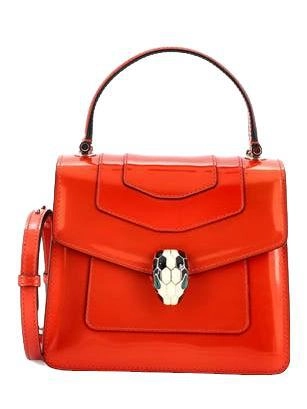 BVLGARI Serpenti Top Handle Bag Patent Small - Orange