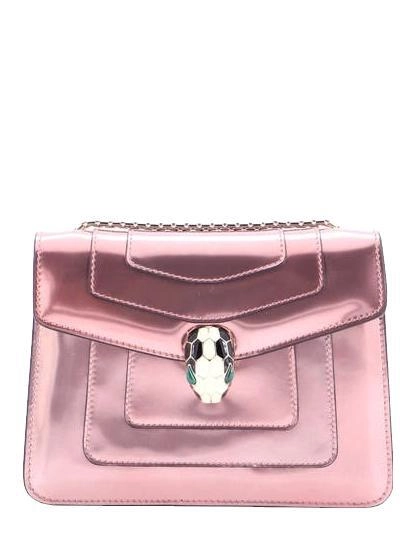 BVLGARI Serpenti Forever Square Shoulder Bag Metallic Leather Small - Pink