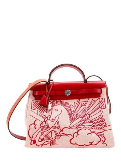 Hermès Herbag Zip Pegase Pop Toile And Leather 31 - Red