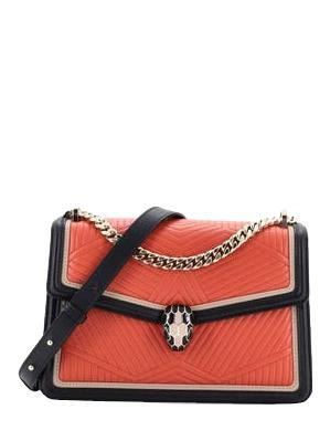 BVLGARI Serpenti Forever Shoulder Bag Quilted Leather - Orange