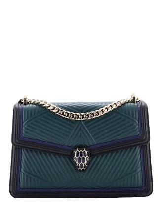 BVLGARI Serpenti Forever Shoulder Bag Quilted Leather - Green