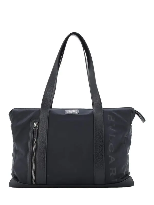BVLGARI Fragment Zip Tote Nylon With Leather Medium - Black