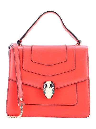 BVLGARI Serpenti Forever Top Handle Bag Leather Small - Red