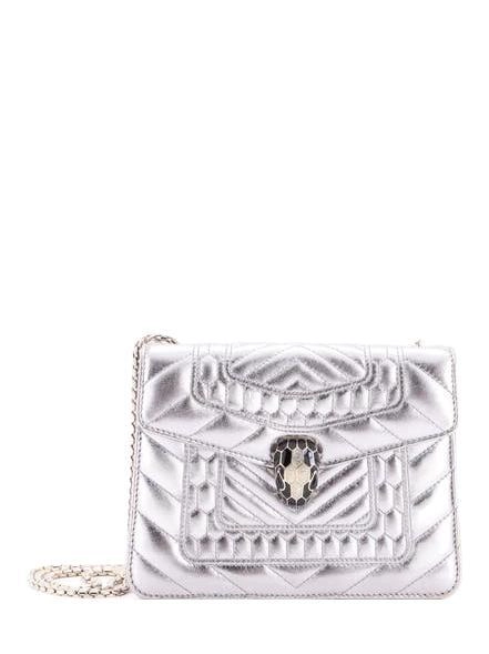 BVLGARI Serpenti Forever Square Shoulder Bag Quilted Leather Small - Metallic Silver