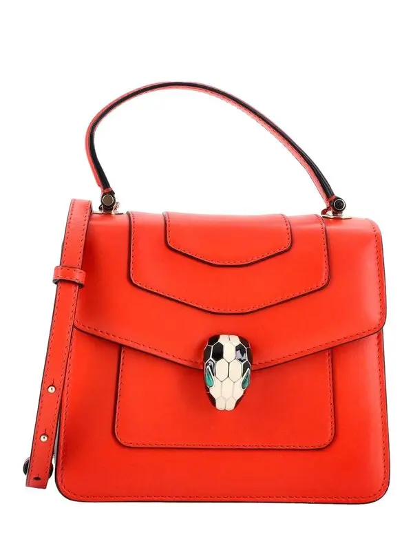 BVLGARI Serpenti Forever Top Handle Bag Leather Small - Red