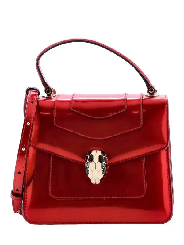 BVLGARI Serpenti Top Handle Bag Patent Small - Red