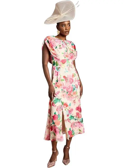 Coast Floral Chiffon Midi Dress - Ivory