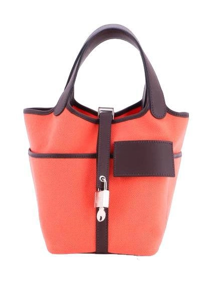 Hermès Cargo Picotin Lock Bag Canvas And Swift Pm - Red