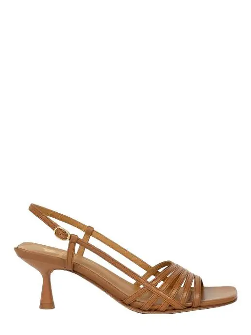 BOBBIES Ve Heeled Slingback Sandals - Camel