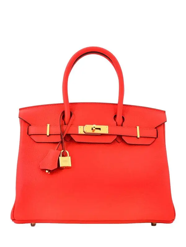 Hermès Birkin Handbag Clemence With Gold Hardware 30 - Red