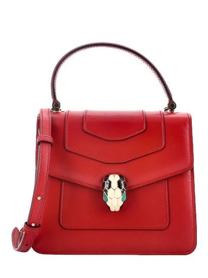 BVLGARI Serpenti Forever Top Handle Bag Leather Small - Red
