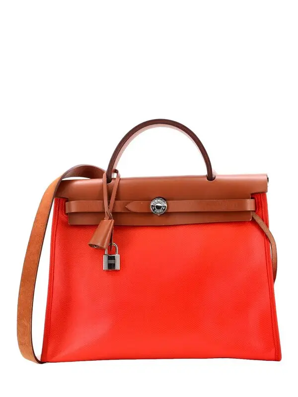 Hermès Herbag Zip Berline Vache Canvas And Leather 31 - Red