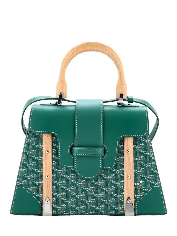 Goyard Saigon Top Handle Bag Coated Canvas With Leather Pm - Green