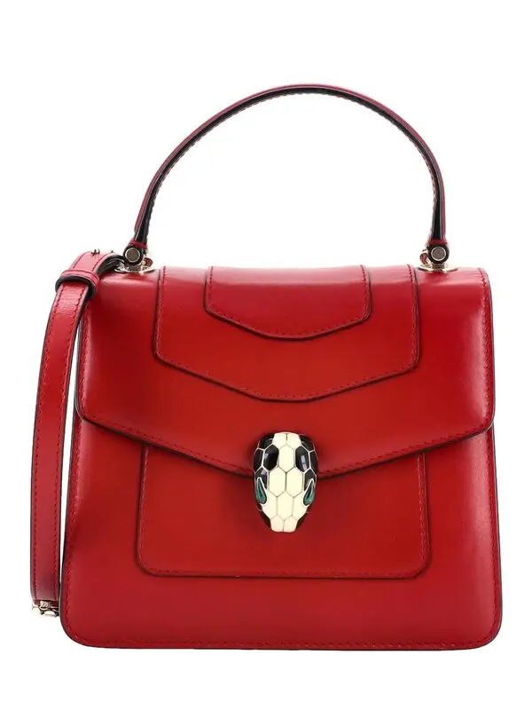 BVLGARI Serpenti Forever Top Handle Bag Leather Small - Red