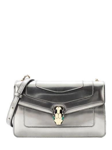 BVLGARI Serpenti Forever Shoulder Bag Metallic Leather Small - Metallic Silver
