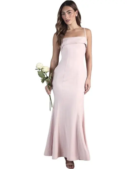 Coast Strappy Square Neck Satin Trim Maxi Dress - Blush
