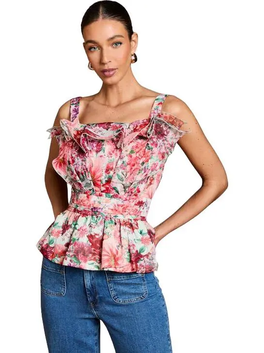 Coast Ruffled Square Neck Peplum Blouse - Sage