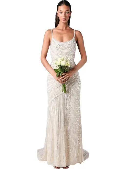 Coast Embellished Strappy Maxi Gown - Nude