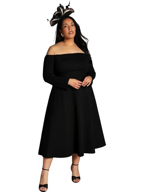 Coast Bardot Midi Dress - Black